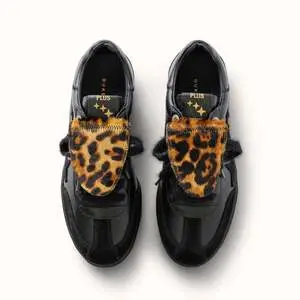 DUKE + DEXTER Plus Duke Leather And Suede Sneakers With Detachable Leopard Print Pony Hair Tongues