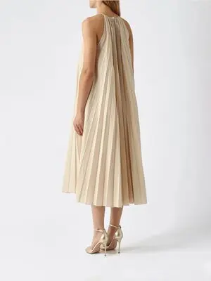 Liviana Conti Pleated Off-the-shoulder Cotton Blend Midi Dress