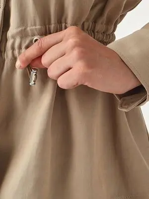 FAY Linen And Viscose Blend Shirt Jacket With Drawstring Waist - Brown