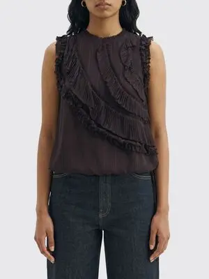 Pinko Sleeveless Viscose Top With Ruffles