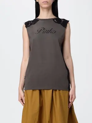 Pinko Lace Trim T-shirt - Brown