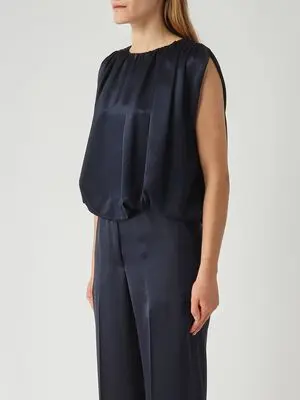 Liviana Conti Satin Sleeveless Crewneck Blouse