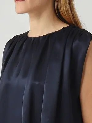 Liviana Conti Satin Sleeveless Crewneck Blouse
