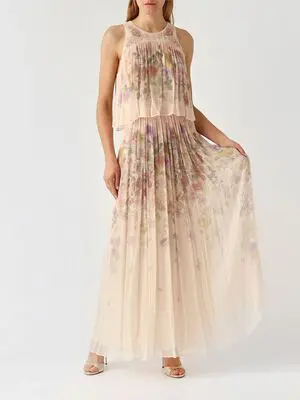 TWINSET Long Floral Print Crêpe Dress