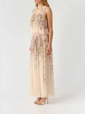 TWINSET Long Floral Print Crêpe Dress