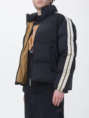 Palm Angels Puffer Jacket With Striped Sleeves - Black