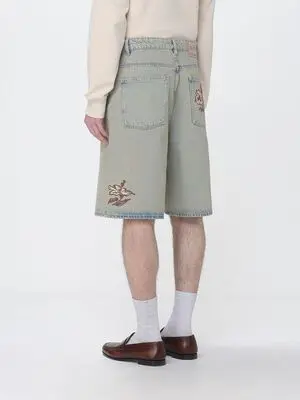 Drole De Monsieur Embroidered Cotton Denim Bermuda Shorts