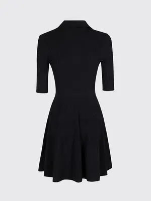 Simkhai Ribbed Jersey Mini Dress With V-neck And Collar - Black