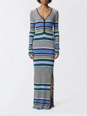 Pinko Striped Ribbed Viscose Blend Maxi Dress