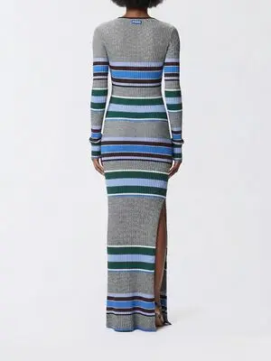 Pinko Striped Ribbed Viscose Blend Maxi Dress