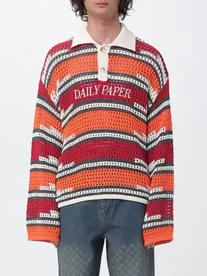 DAILY PAPER Crocheted Cotton Knit Polo Shirt