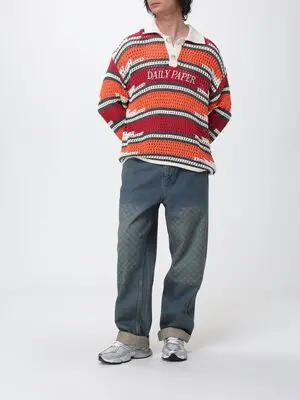 DAILY PAPER Crocheted Cotton Knit Polo Shirt