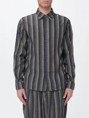 Emporio Armani Printed Lyocell Blend Casual Shirt - Blue