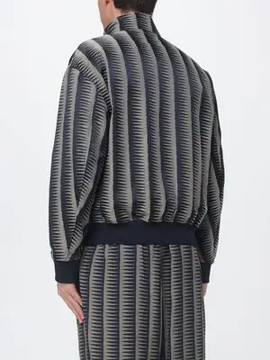 Emporio Armani Geometric Pattern Cotton Blend Bomber Jacket
