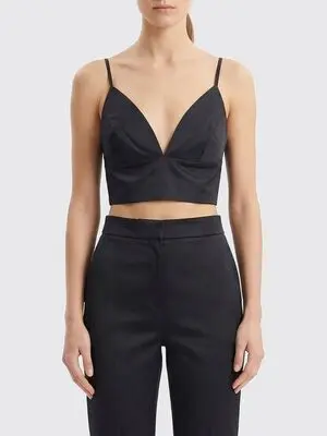 Federica Tosi Cropped V-neck Top - Black