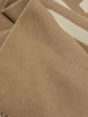 Jacquemus Virgin Wool Scarf With Lettering Logo And Fringed Edges - Beige