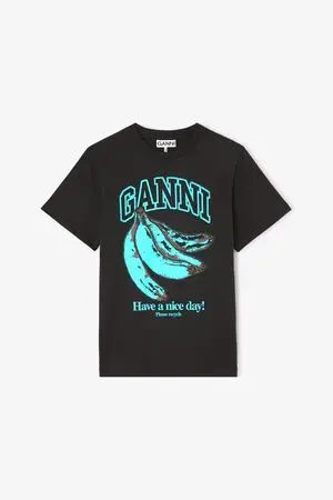 GANNI T-shirt With Banana Graphic - Mixed