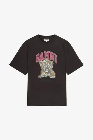 GANNI T-shirt With Tiger Graphic - Mixed