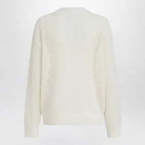 Brunello Cucinelli Cashmere Mesh Knit Sweater - White