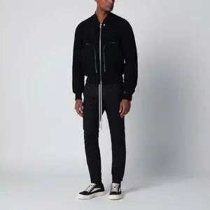Rick Owens Virgin Wool Bomber Jacket With Zip - Black