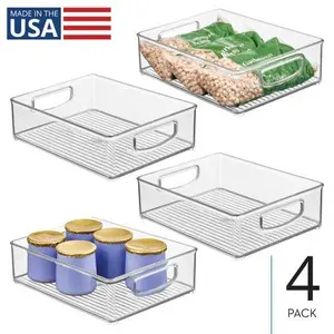 LINUS Plastic Stackable Pantry Bin With Handles, Set Of 4
