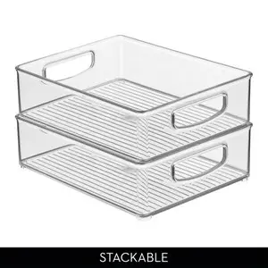 LINUS Plastic Stackable Pantry Bin With Handles, Set Of 4