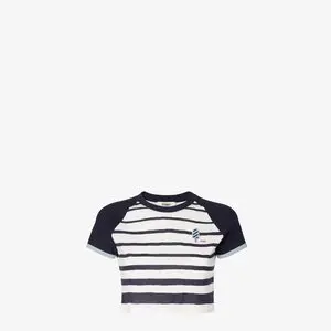 Fendi Cropped Cotton Jersey T-shirt - Blue
