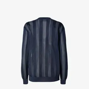 Fendi Striped Silk And Cotton Jumper - Blue