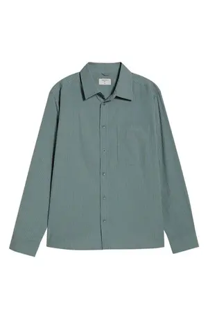 Halogen Stripe Crop Cotton Poplin Button-up Shirt - Rich Black