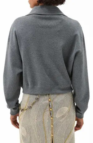Versace Leather Stripe Knit Jacket