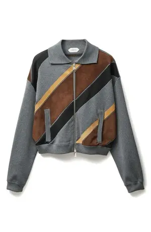 Versace Leather Stripe Knit Jacket