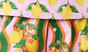 PRINTFRESH Lemon Print Organic Cotton Pajamas