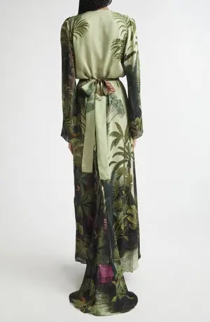 Johanna Ortiz Rodeo Rhythms Long Sleeve Silk Maxi Dress