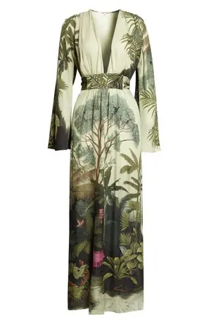 Johanna Ortiz Rodeo Rhythms Long Sleeve Silk Maxi Dress