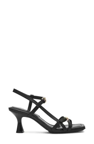 Anne Klein Jaydyn Kitten Heel Sandal - Black Smooth
