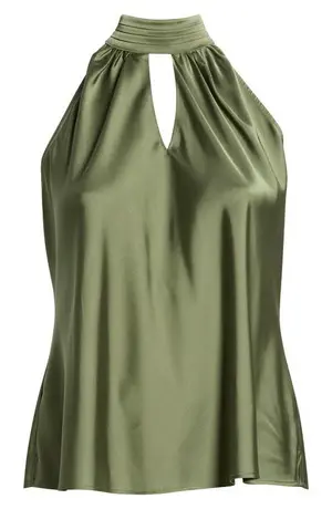 TAHARI ASL Sleeveless Mock Neck Top - Agave