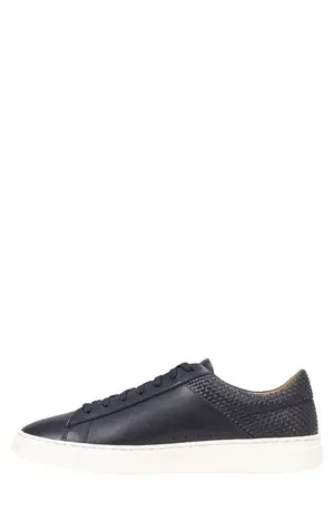 BOSS Woven Leather Low Top Sneaker - Dark Blue
