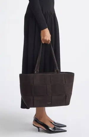 DEMELLIER Florence Woven Leather Tote - Dark Chocolate