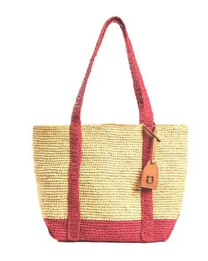 Rafe New York Raffia Boat Tote - Natural/red