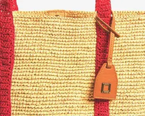 Rafe New York Raffia Boat Tote - Natural/red