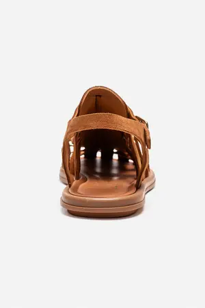 FOREVER & ALWAYS SHOES Leather Gladiator Sandals - Cognac Suede