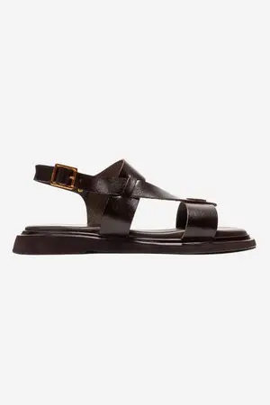 FOREVER & ALWAYS SHOES Leather Buckle Sandal - Brown