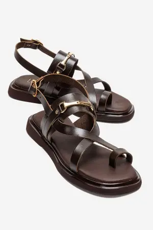 FOREVER & ALWAYS SHOES Fabiana Leather Thong Sandal - Brown