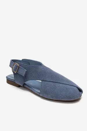 FOREVER & ALWAYS SHOES Monaro Suede Leather Sandal - Denim Suede