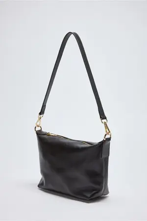 FOREVER & ALWAYS SHOES Nila Bassepi Leather Slouchy Shoulder Bag - Black