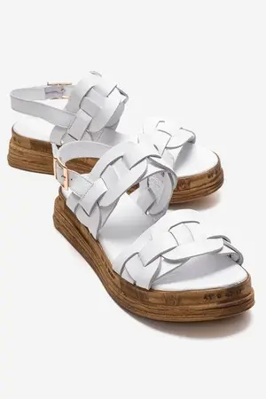 FOREVER & ALWAYS SHOES Elvoro Leather Sandals White