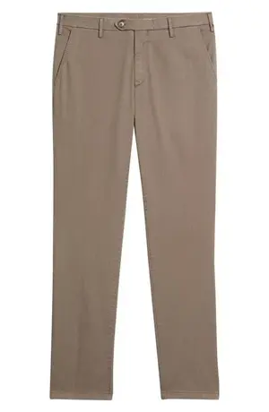 Canali Flat Front Stretch Cotton Blend Gabardine Chinos