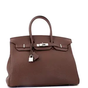 Hermès Birkin Handbag Brown Togo With Palladium Hardware 35 - Brulee