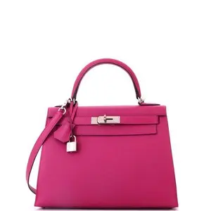 Hermès Kelly Handbag 28 Epsom With Palladium Hardware - Pink