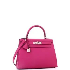 Hermès Kelly Handbag Epsom With Palladium Hardware 28 - Pink